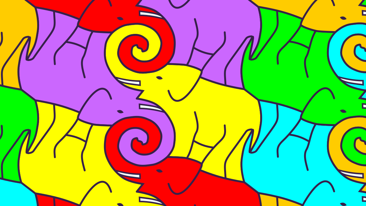 “Curly Elephants” by Bruce Bilney - Tiled.art